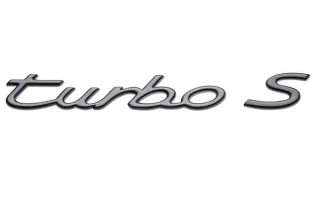 Emblem - "Turbo S" in Graphite : Suncoast Porsche Parts & Accessories