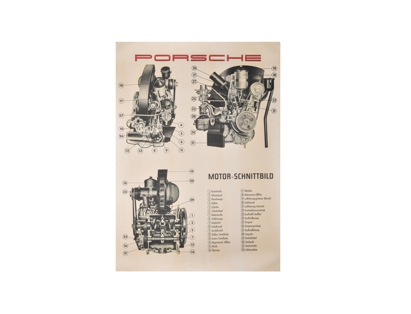 356A Engine Cross Section Poster : Suncoast Porsche Parts & Accessories