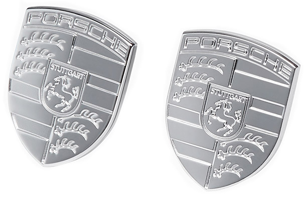 Porsche Crest Earrings in Brushed Silver : Suncoast Porsche Parts ...