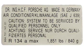 Engine Sticker - Air Conditioner : Suncoast Porsche Parts & Accessories