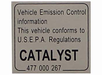 Engine Sticker - Catalytic Converter : Suncoast Porsche Parts & Accessories