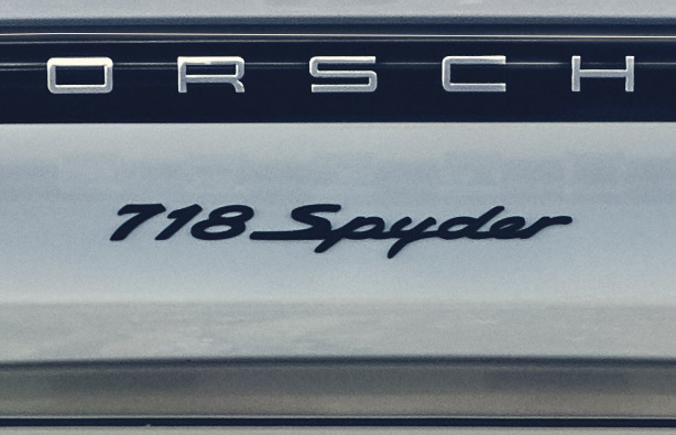 Emblem - "718 Spyder" in Black : Suncoast Porsche Parts & Accessories