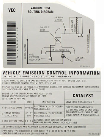 Engine Sticker - Engine Specifications : Suncoast Porsche Parts ...