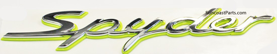 "Spyder" Emblem in Chrome/Green : Suncoast Porsche Parts & Accessories